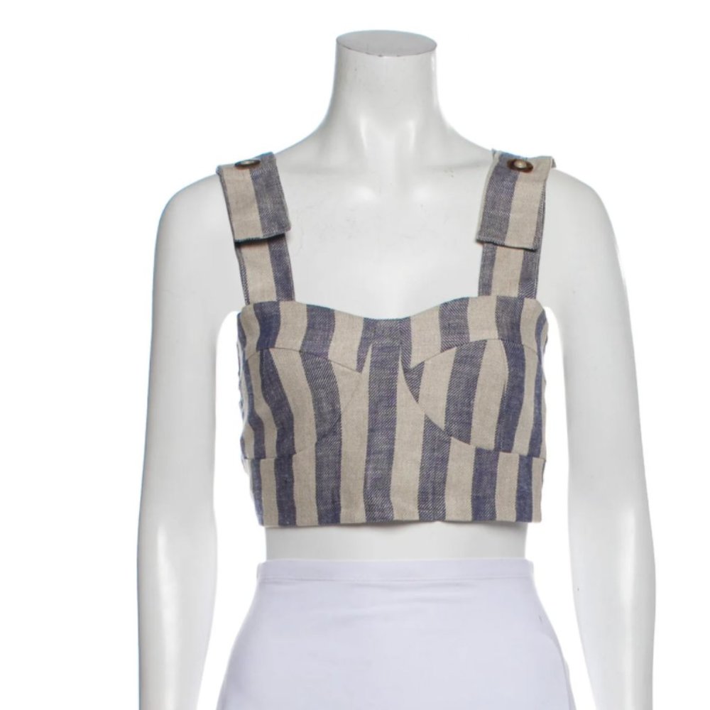 Minimalist Striped Square Neckline Crop Top - Gem
